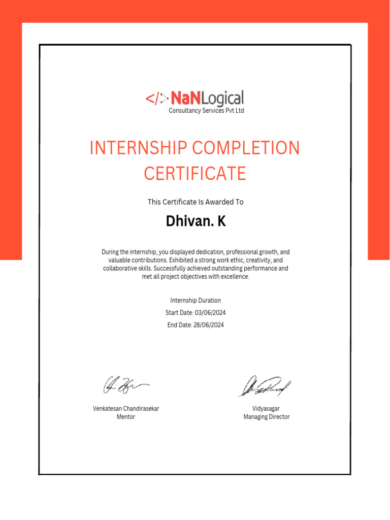 Dhivan K Nanlogical Intern | PDF