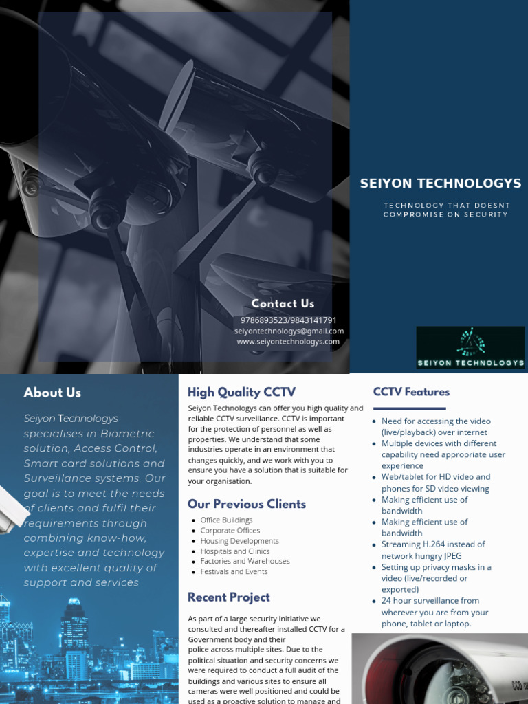 CCTV Brochure Seiyon Technology | PDF | Closed Circuit Television ...