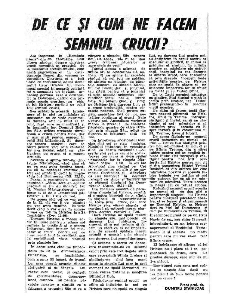 Dumitru Staniloae - de Ce Si Cum Sa Ne Facem Semnul Crucii | PDF