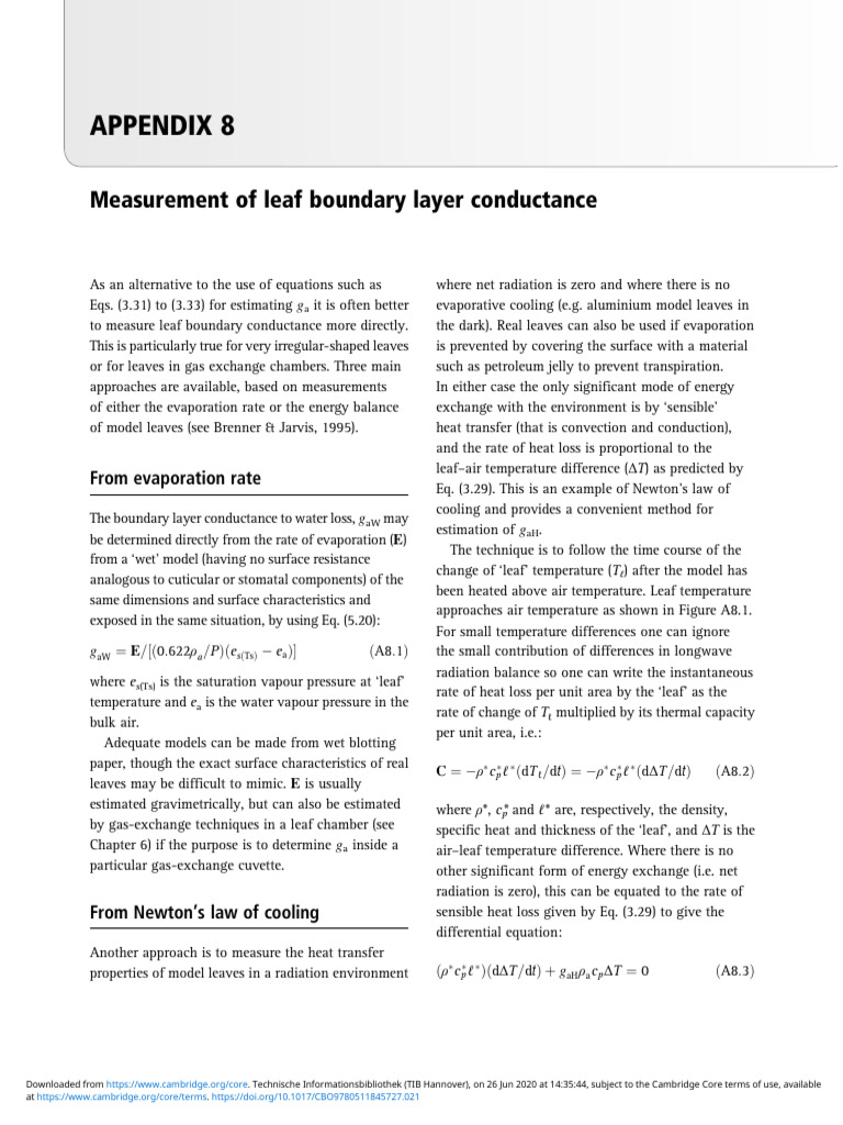 Measurement of Leaf Boundary Layer Conductance | PDF