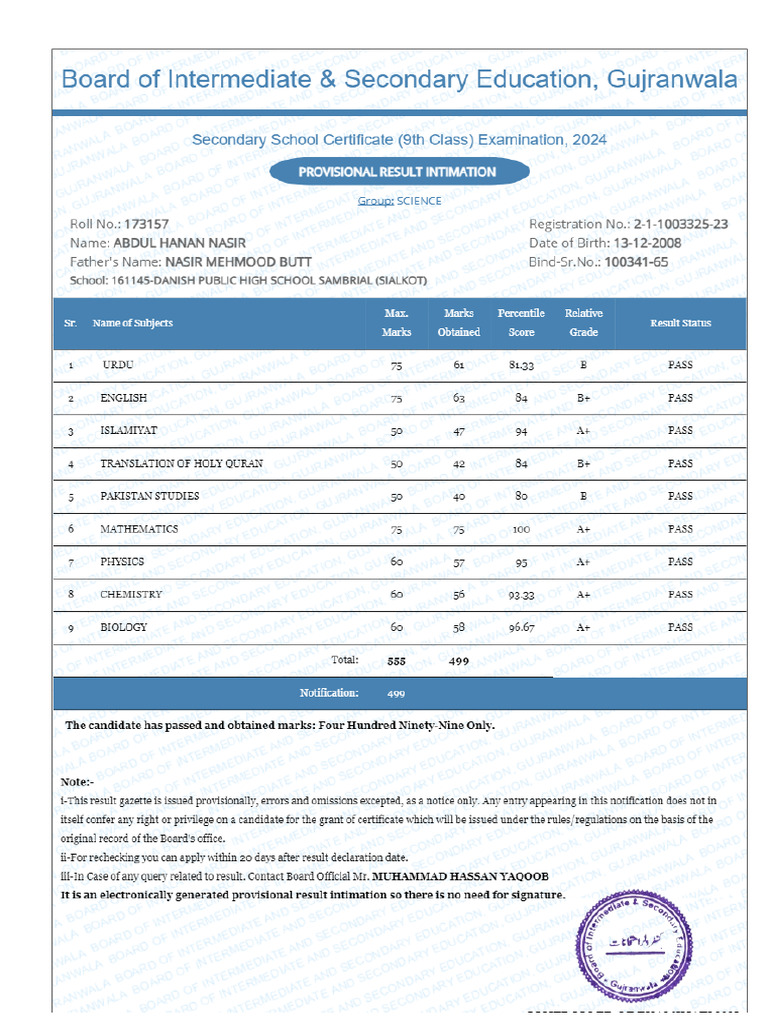 Result Card | PDF