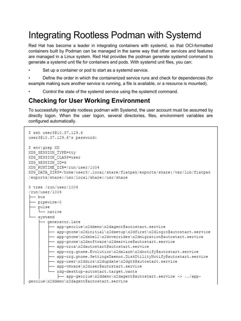 Rootless Podman Systemd | PDF