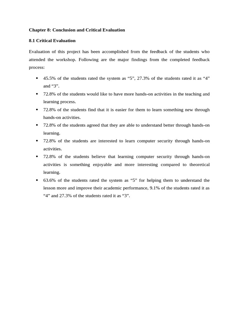 + FYP - Chapter 8 - Conclusion & Critical Evaluation | PDF