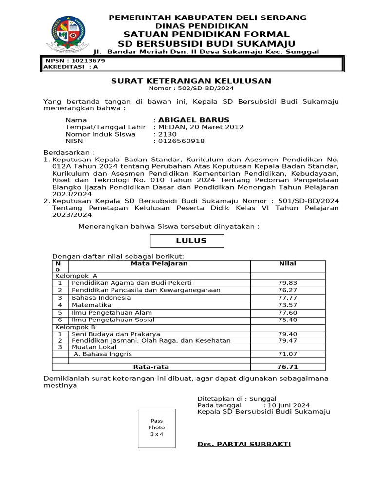 SKL SD 2023-2024 | PDF