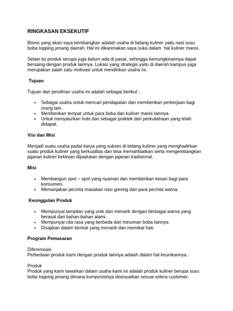 Contoh Draft Bisnis | PDF
