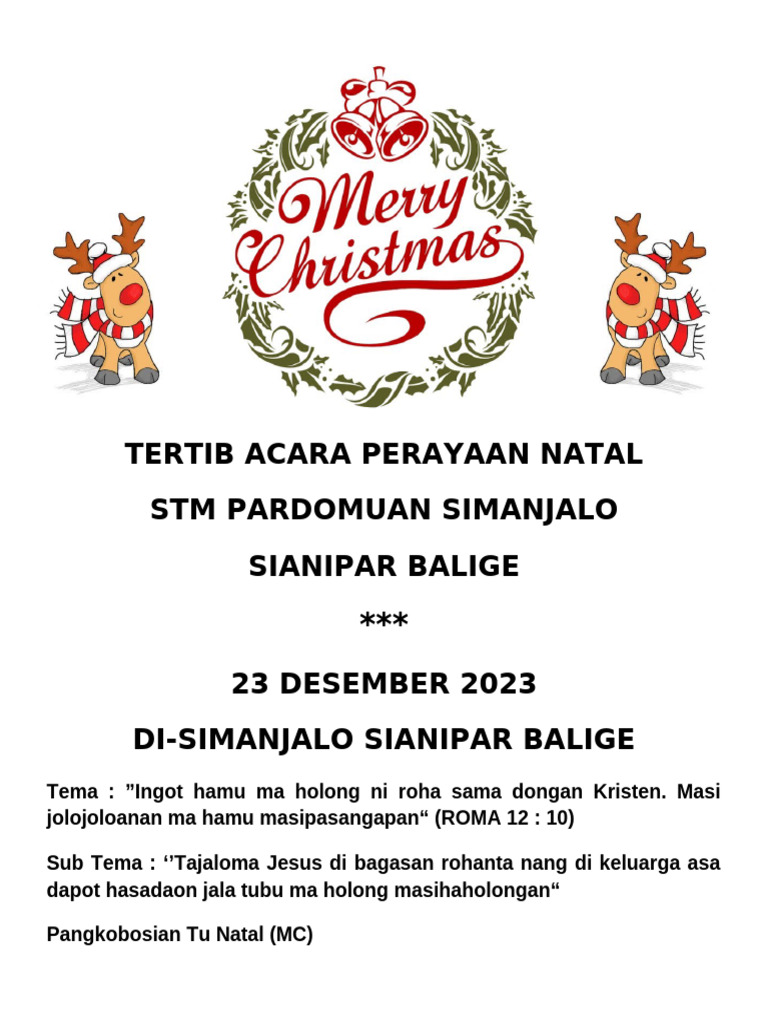 Tertib-Acara-Perayaan-Natal-Punguan-STM Simanjalo 2024 | PDF