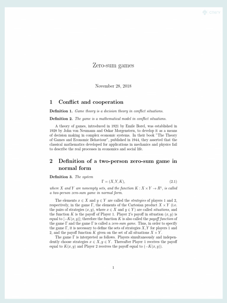 Reading - Zero Sum Games | PDF
