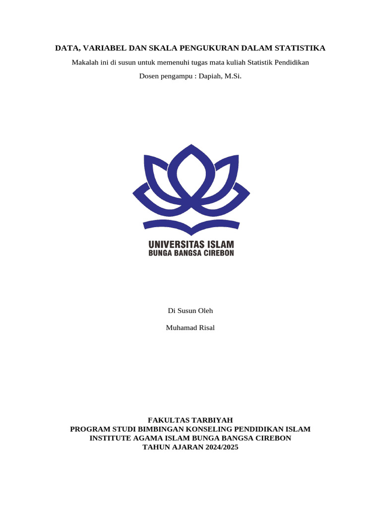 Kelompok 2. DATA, VARIABEL DAN SKALA PENGUKURAN DALAM STATISTIKA | PDF