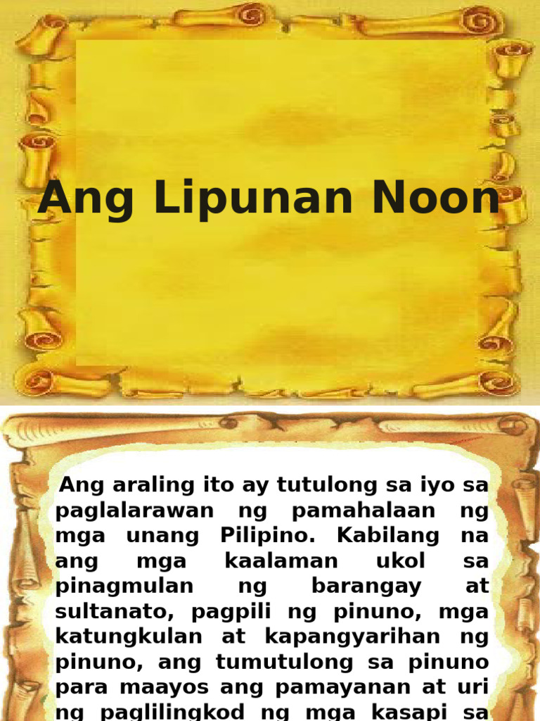 Powerpoint - Apan - Quarter1 - Week6 - Ang - Lipunan - Noon - .PPTX ...
