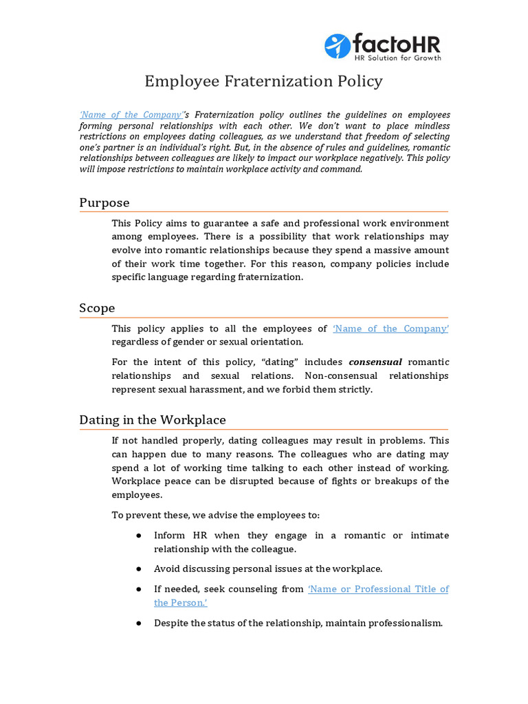 Employee Fraternization Policy | PDF | Employment | Lifestyle