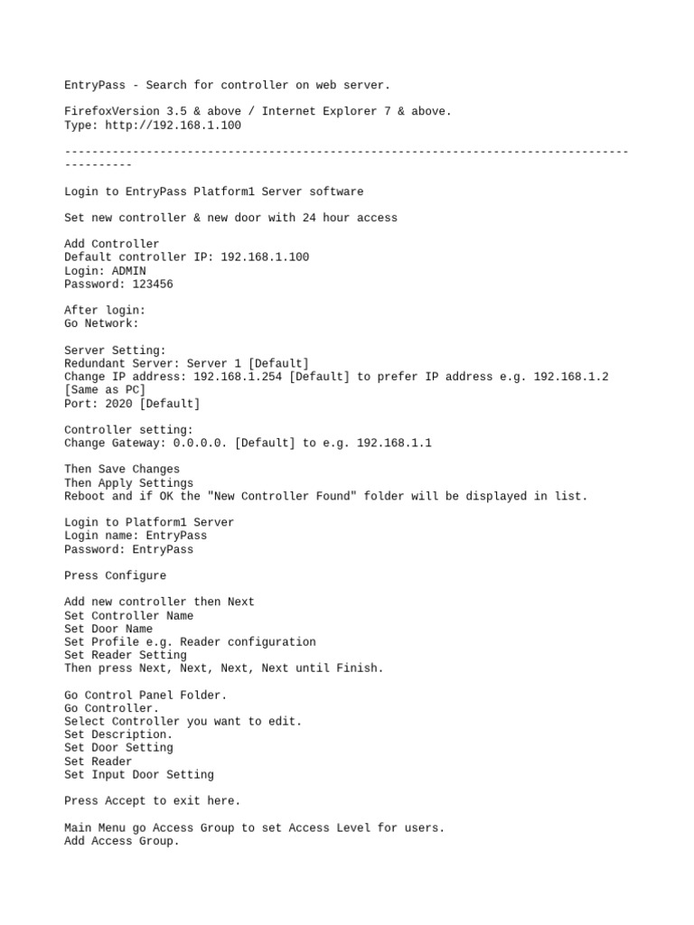 EntryPass Setup | PDF