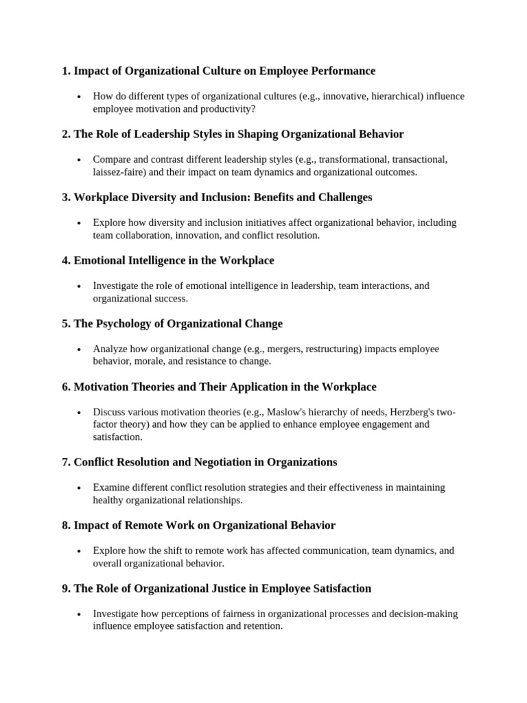 Org. behavior Assignment topics | PDF