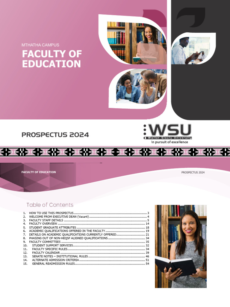 WSU Faculty of Education Prospectus 2024 | PDF | Bachelor's Degree ...