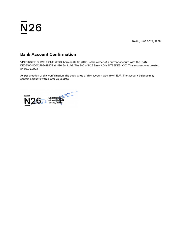 Bank Account Confirmation | PDF