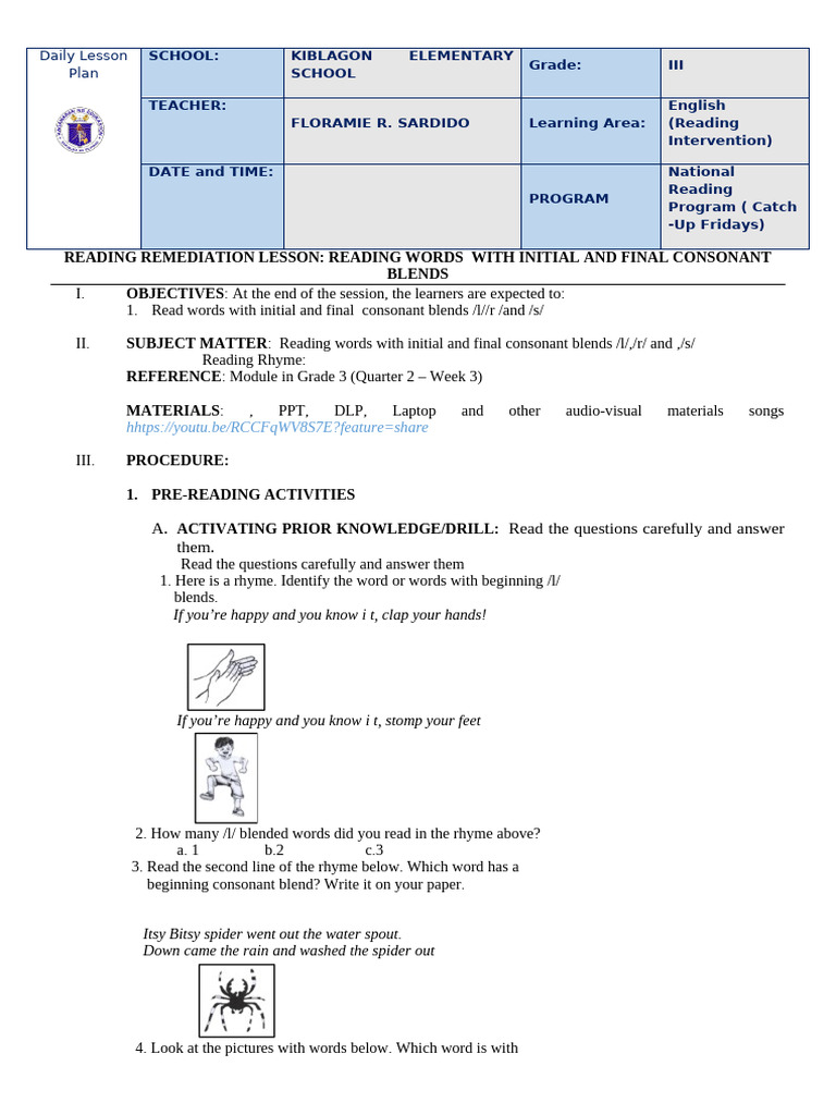 Catch Up Friday Lesson Plan | PDF