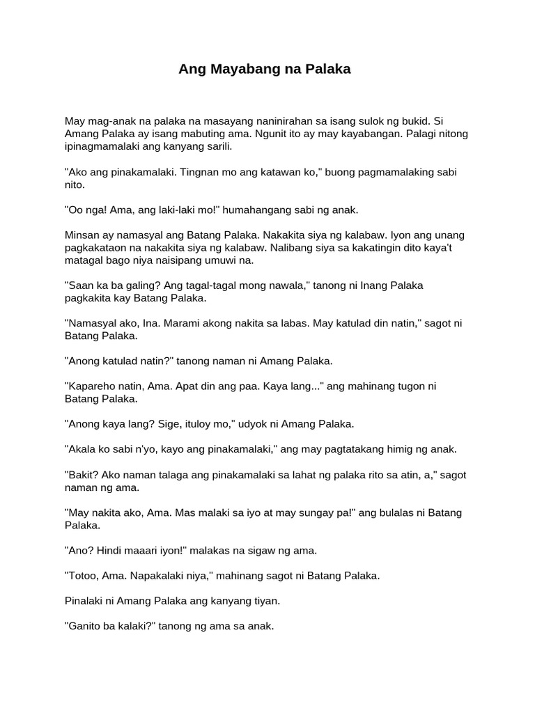Ang Mayabang Na Palaka | PDF