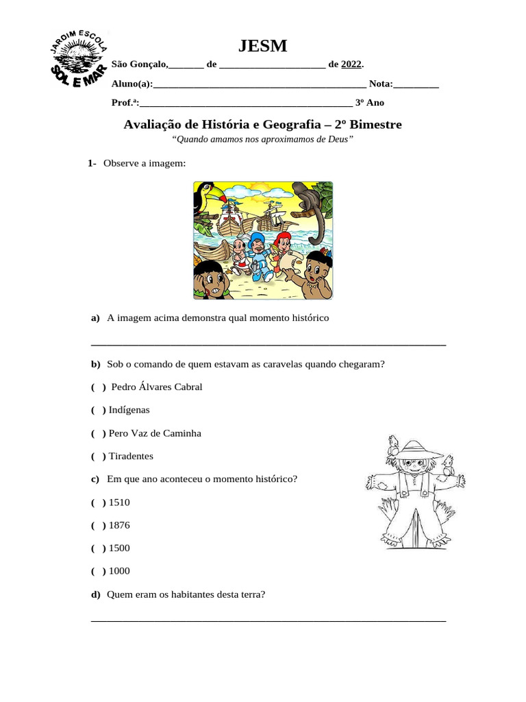 Avaliação de História e Geografia | PDF