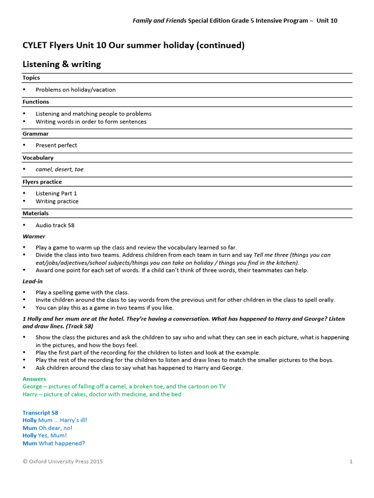 G5 Intensive LessonPlan Unit10 | PDF