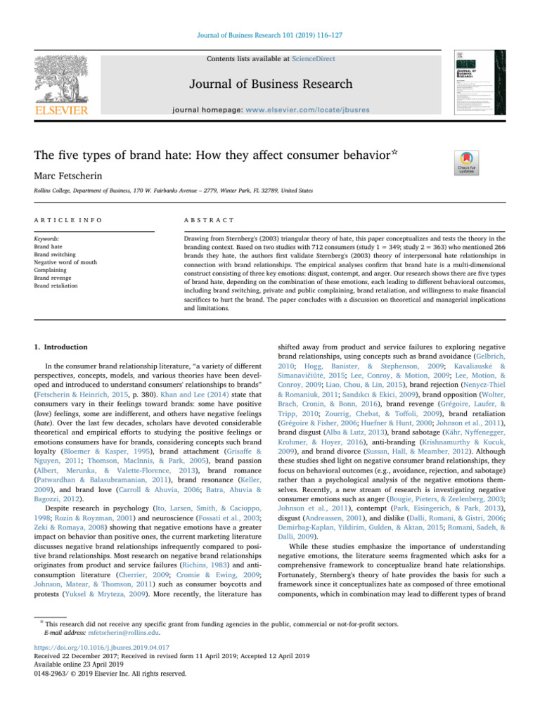F. 2019. The Five Types of Brand Hate - How They Affect Consumer ...