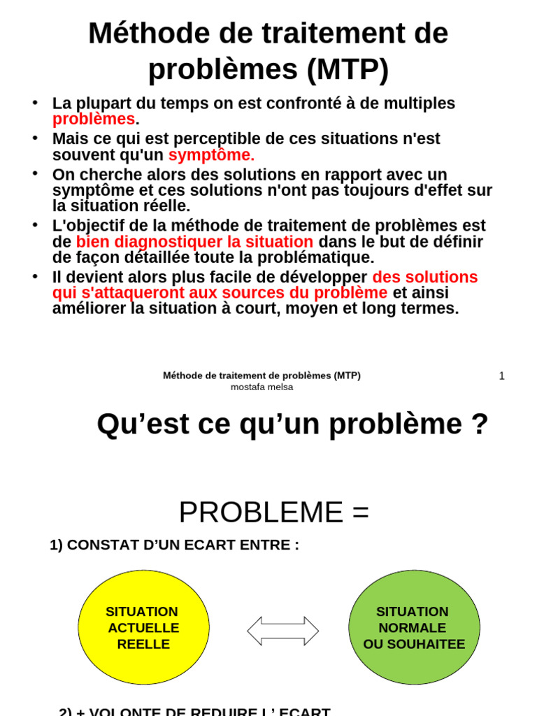Méthode de Traitement de Problèmes (MTP) | PDF