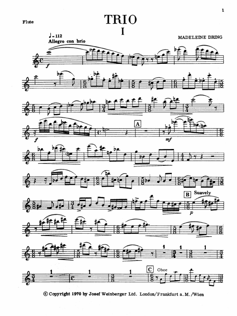 Dring, Madeleine - Trio Per Flauto, Oboe E Piano | PDF