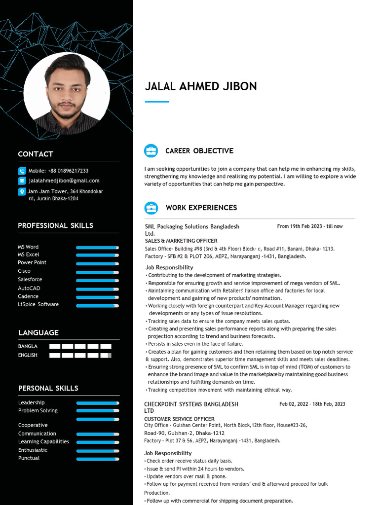 CV of Jalal Ahmed Jibon | PDF