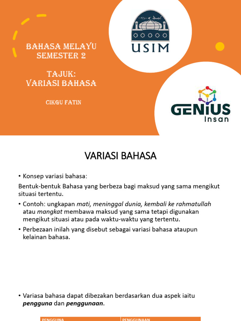 Nota Variasi Bahasa | PDF