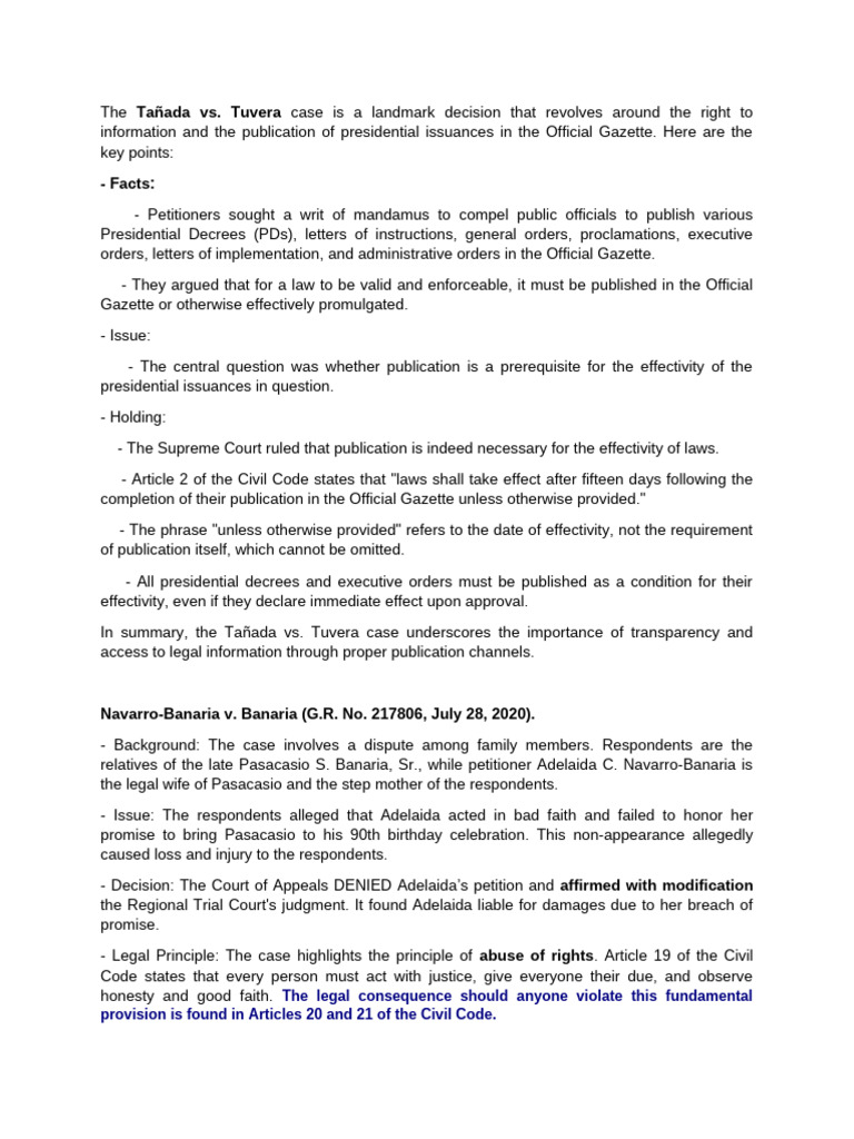 The Tañada Vs Tuvera | PDF