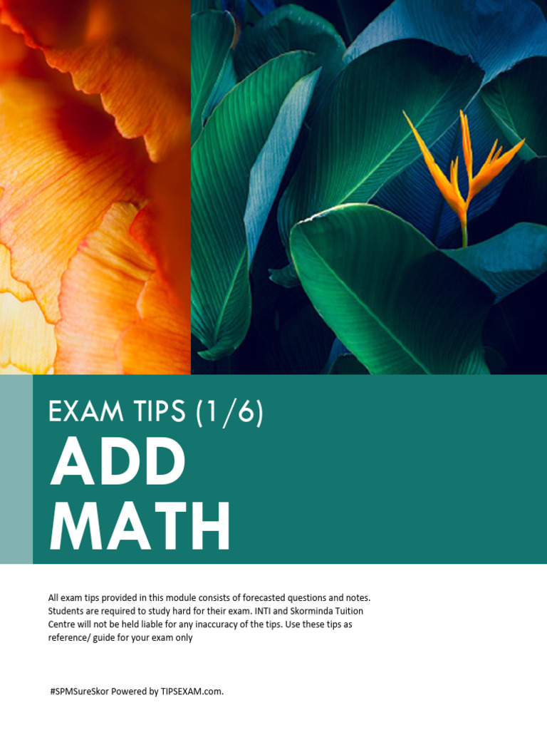 Exam-Tips-INTI-Add-Math 2021 | PDF