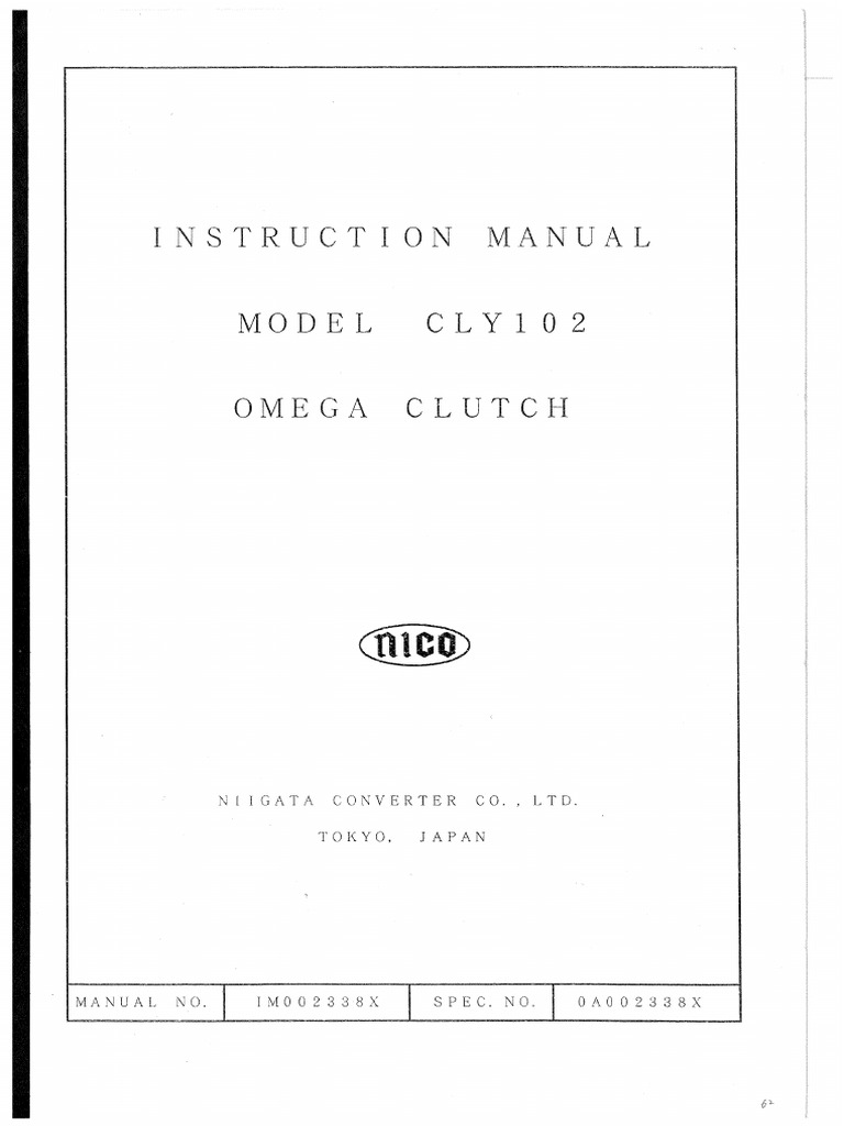 Cly-102 - Instruction Manual - Omega Clutch-1 | PDF