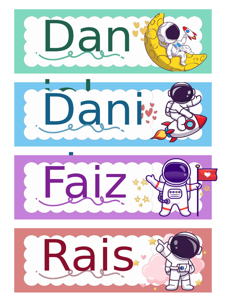 Label Nama Murid Tema Angkasawan | PDF