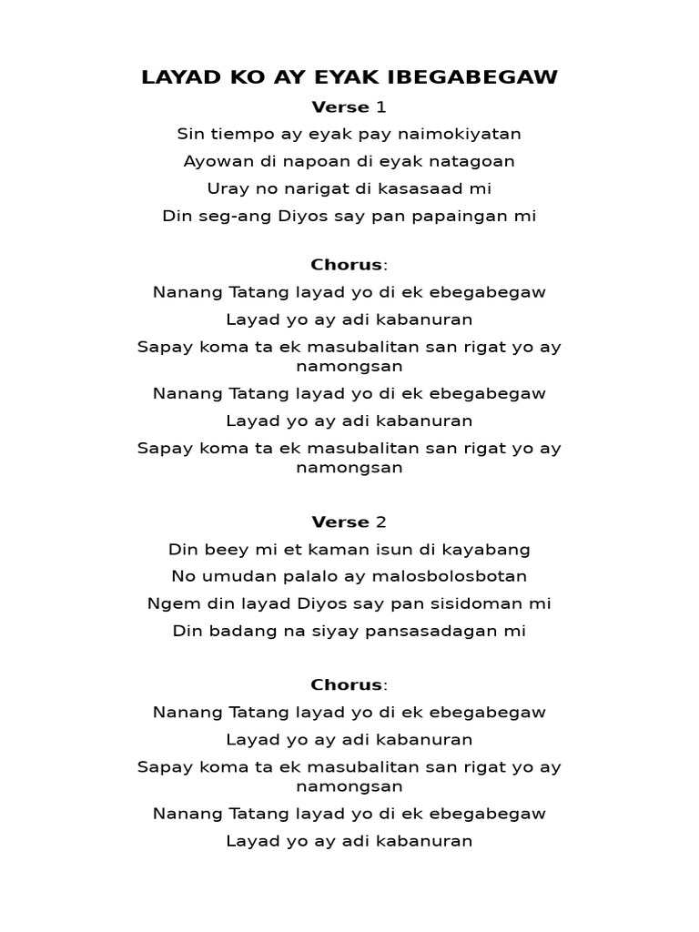 Layad Yo Ay Eyak Ibegabegaw | PDF