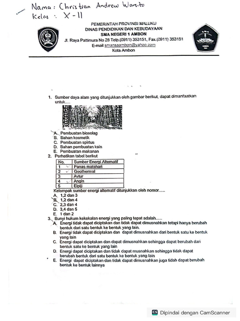 UH 2 FISIKA - Christian Andrew Warsito | PDF