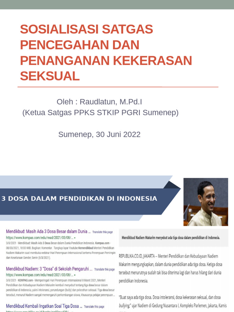 Sosialisasi Satgas Pencegahan Dan Penanganan Kekerasan Seksual | PDF