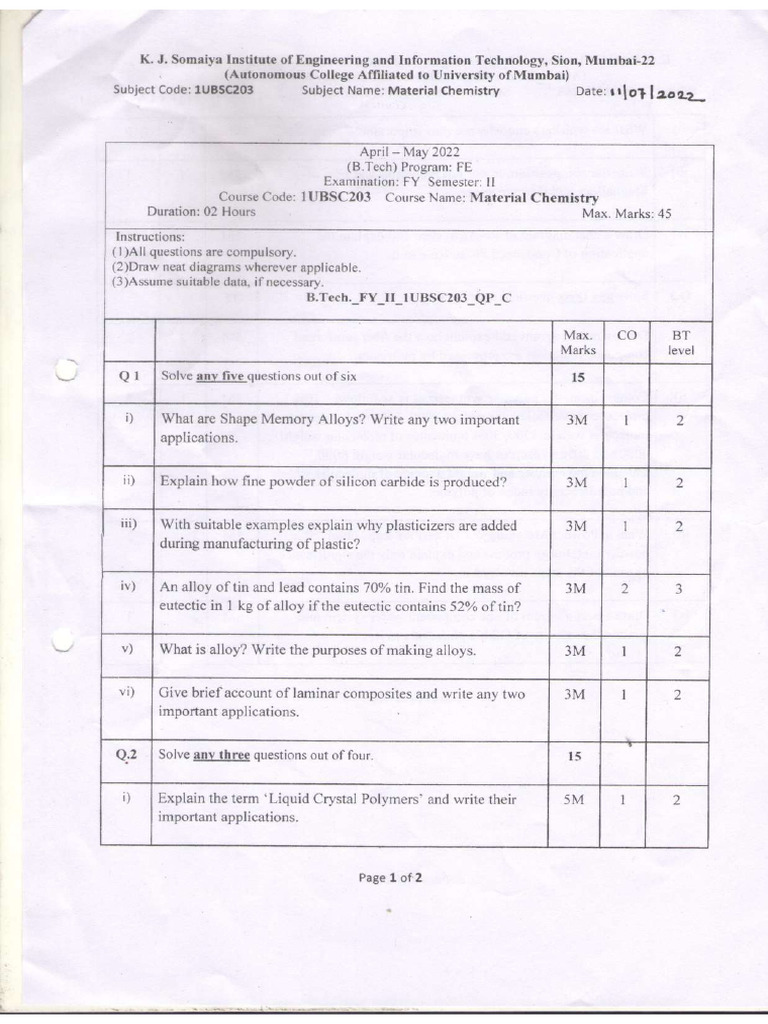 Chem QP - 3 | PDF