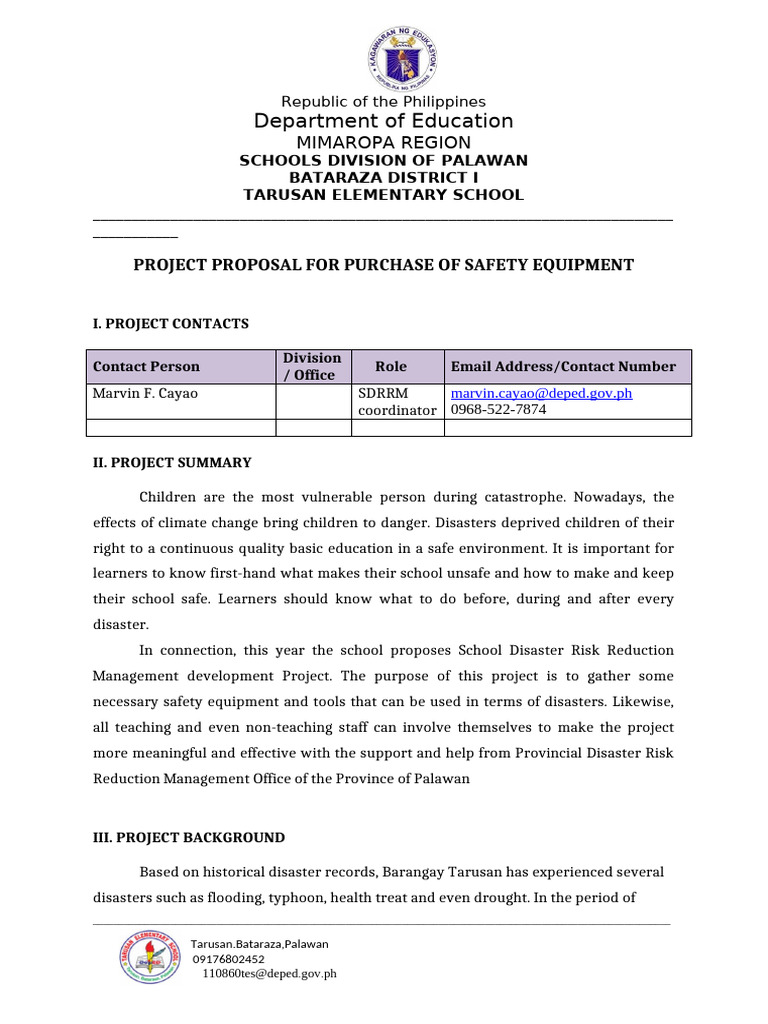 Tarusan Es SDRRM Proposal | PDF