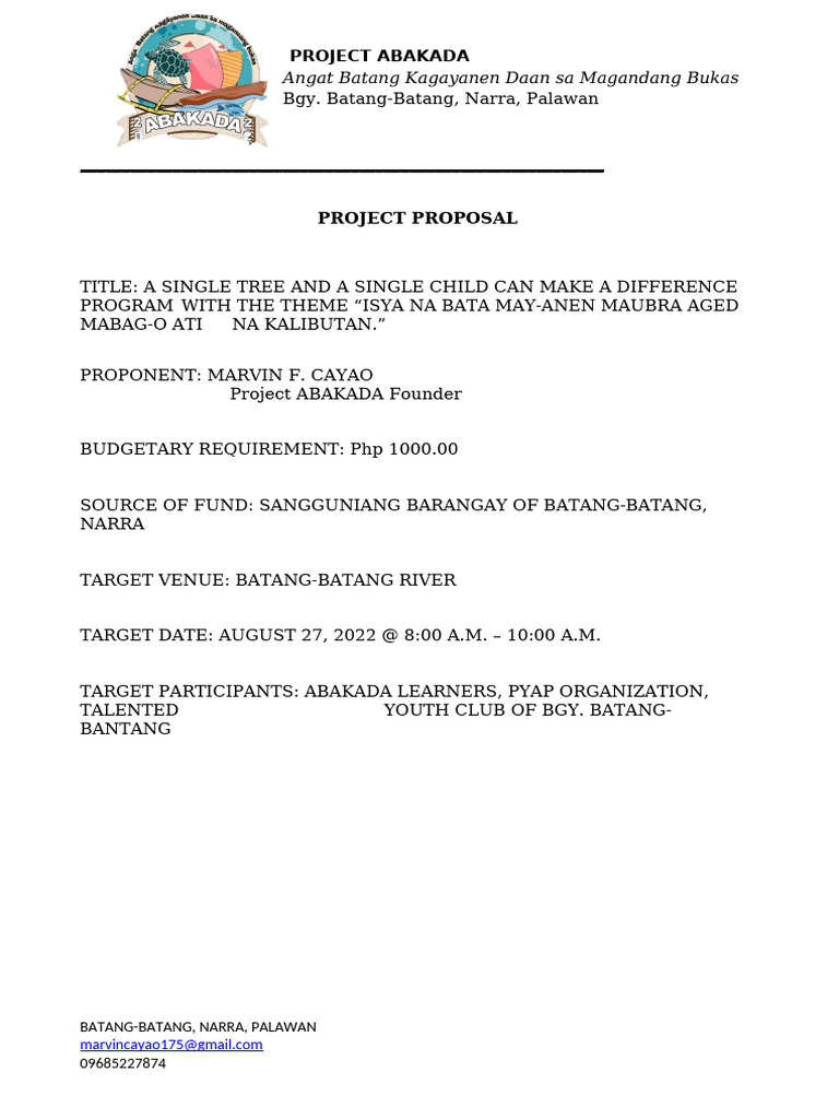 abakada tree planting proposal-1 | PDF