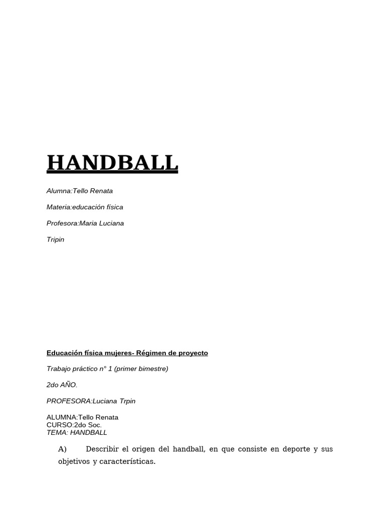 TP Eximidas Handball | PDF