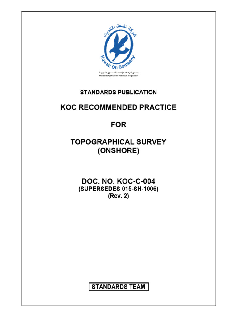 Koc Recommended Practice FOR Topographical Survey (Onshore) : Standards Publication | PDF
