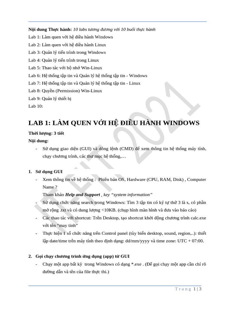 Lab1 - Lam Quen Voi HDH Windows | PDF