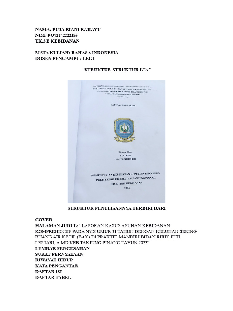 Puja Riani Rahayu Tugas 6 (Struktur LTA) | PDF
