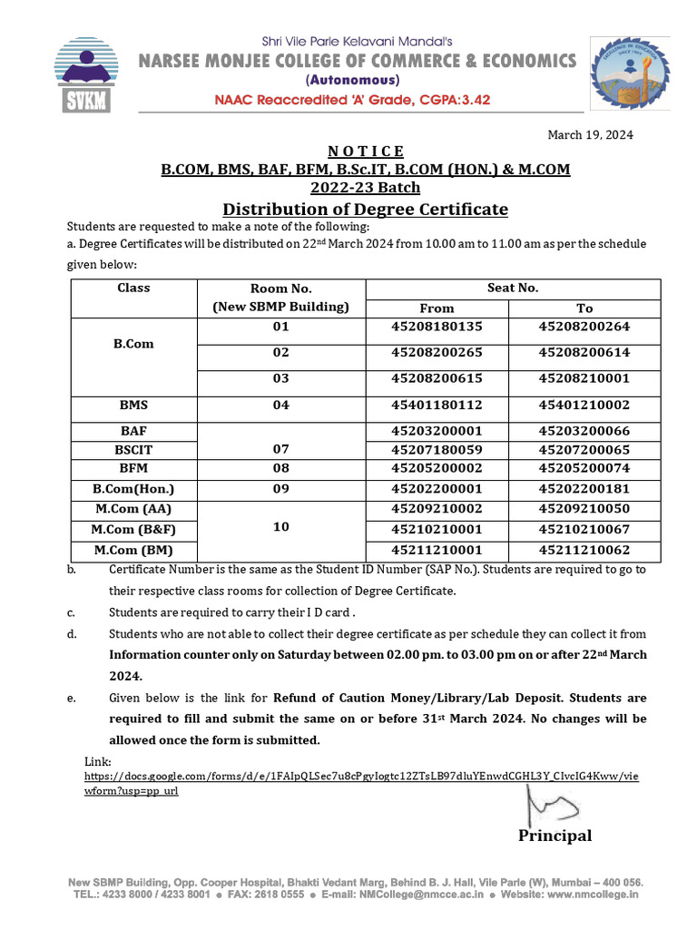 Degree Distribution Notice 2022-23 Batch (Final) | PDF