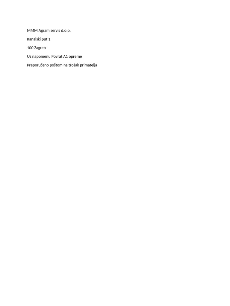 Povrat Opreme - A1 | PDF