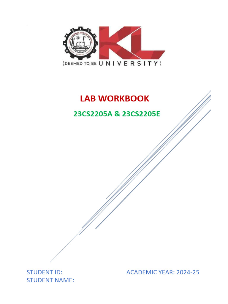 23CS2205A-E Lab Work Book - Final | PDF