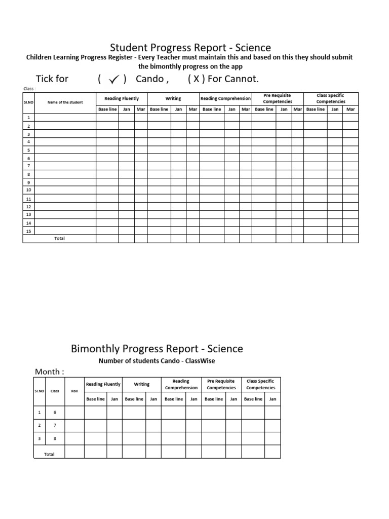 Bimonthly Student Progress Report | PDF