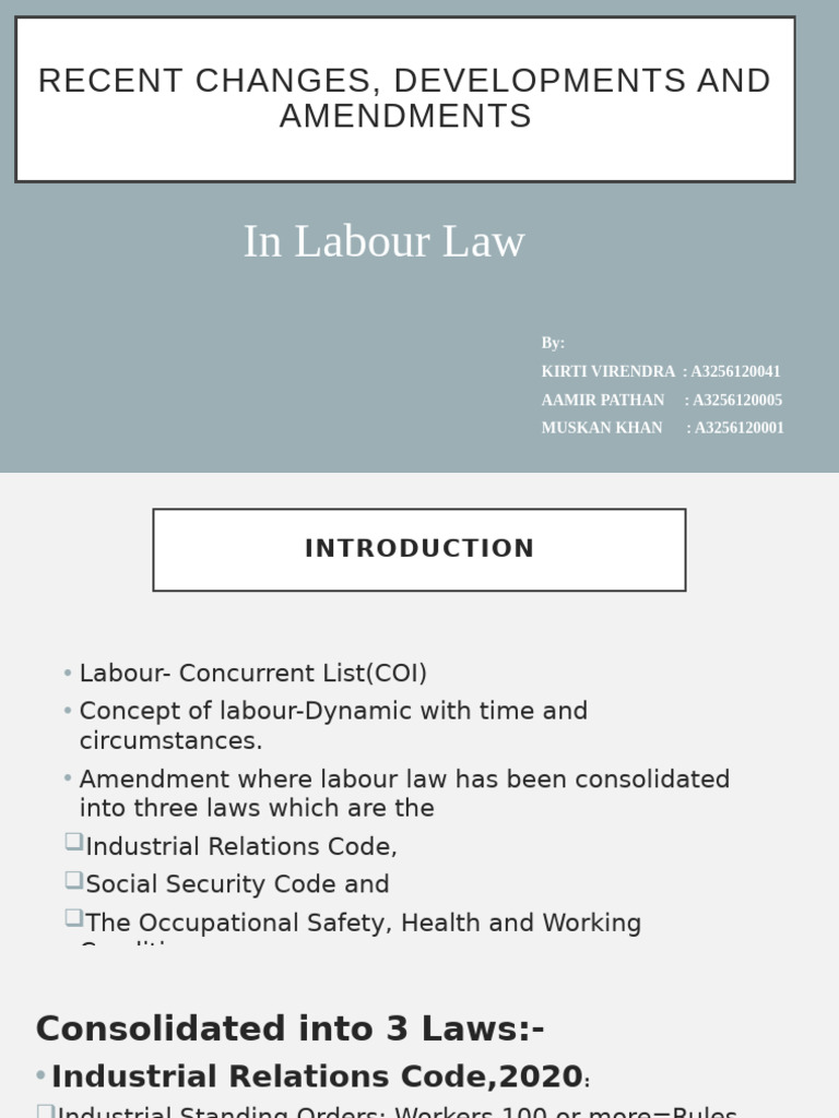 Labour Law-Recent Changes, Dev and Amendments | PDF