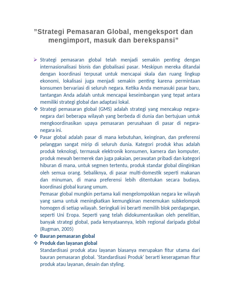 Tugas Presentasi MK. M.pemasaran Global | PDF