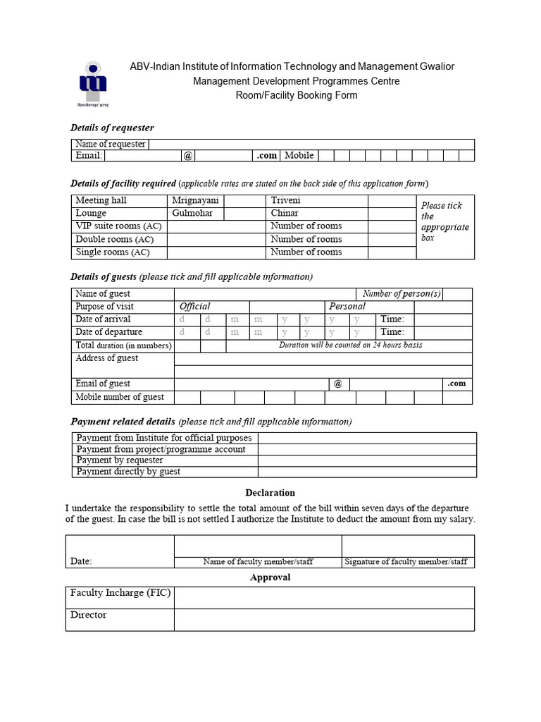 MDP Booking Form Updated | PDF
