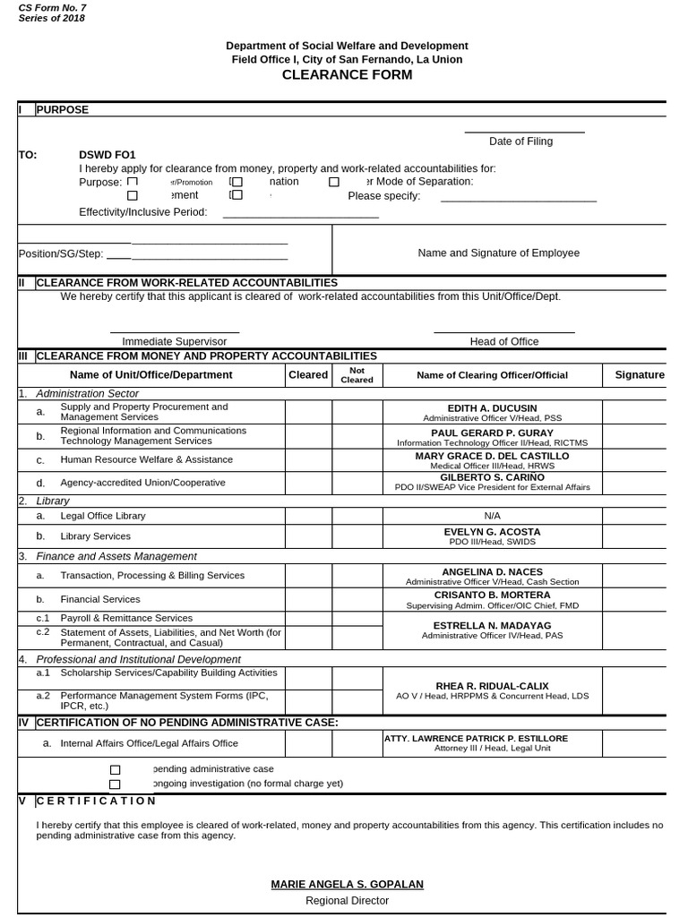 CS Form No. 7 Clearance Form - Updated | PDF | Business | Business