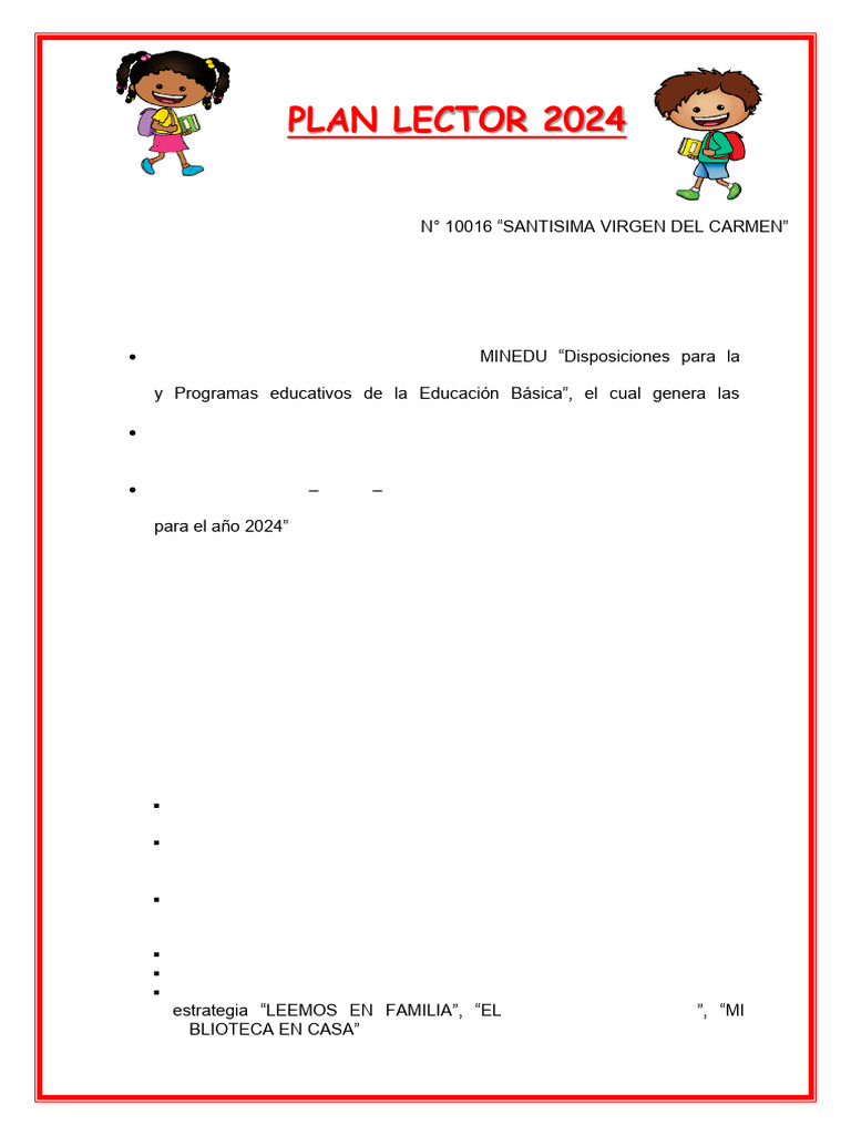 Plan Lector Primer Grado | PDF